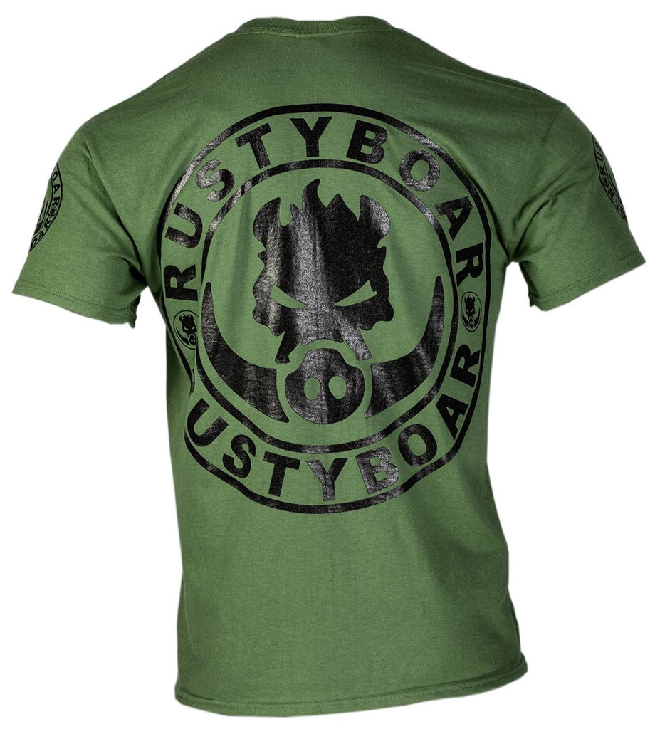 RUSTYBOAR OLIVE DRAB GREEN Short Sleeve Logo T-Shirt