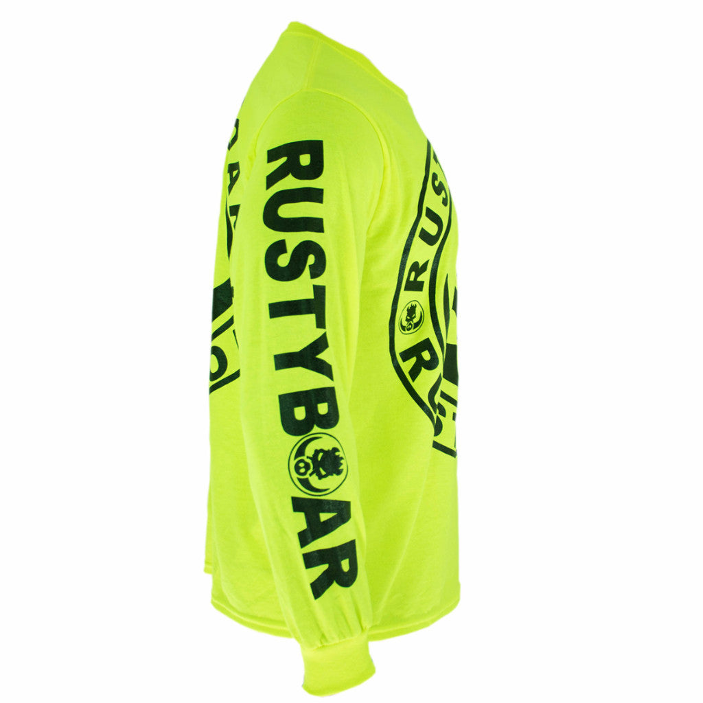RUSTYBOAR Long Sleeve SAFETY GREEN Logo T-Shirt