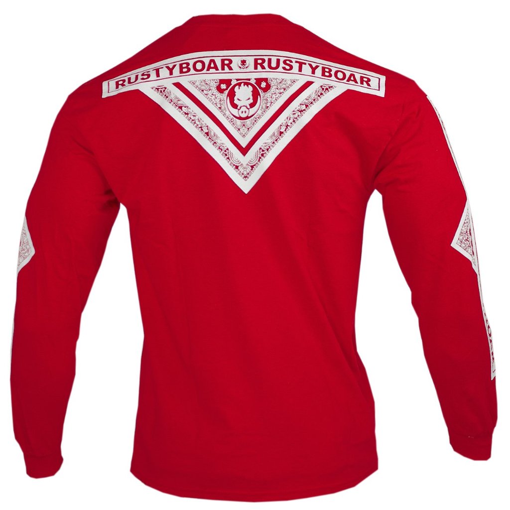 RUSTYBOAR Long Sleeve RED Bandana T-Shirt