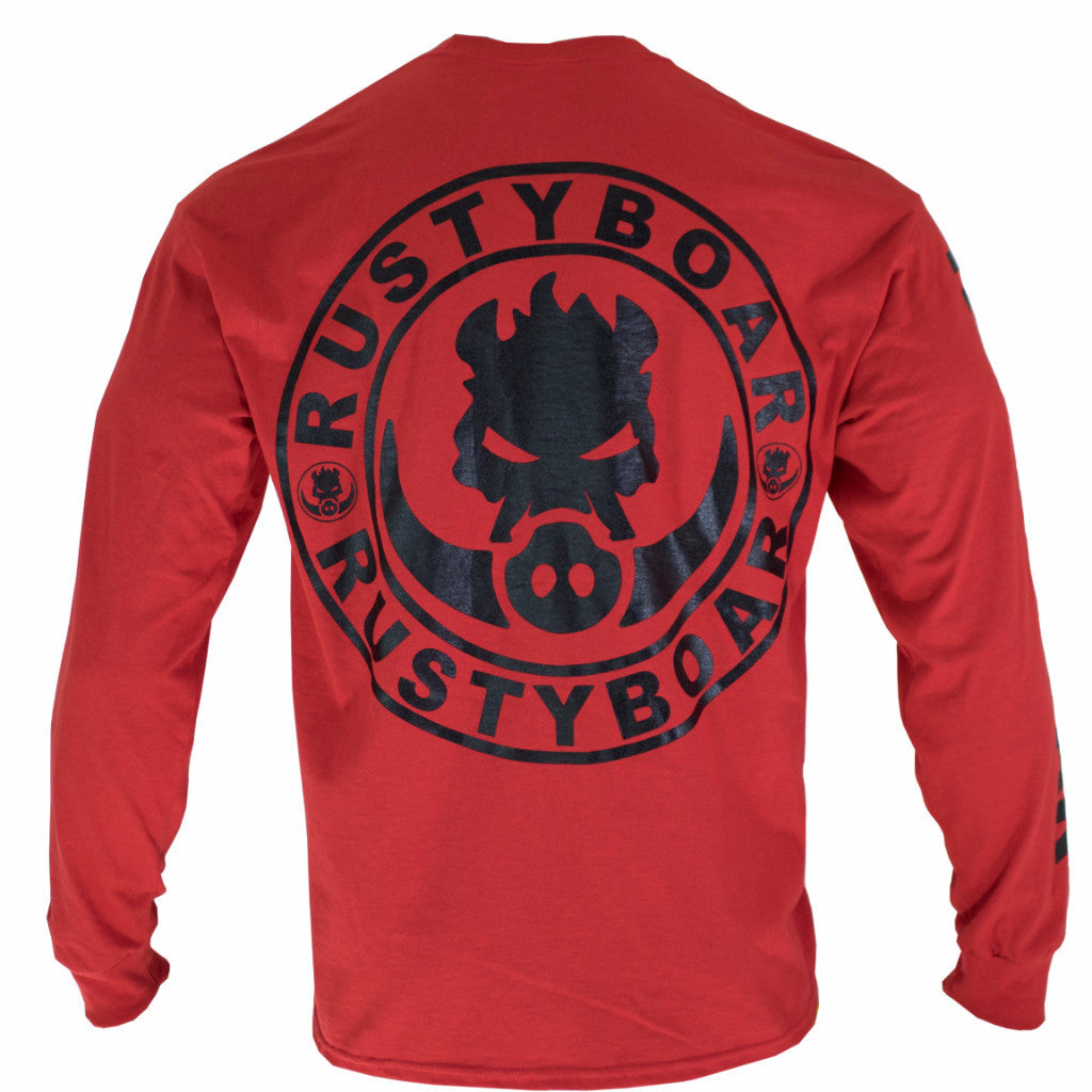 RUSTYBOAR Long Sleeve RED Logo T-Shirt